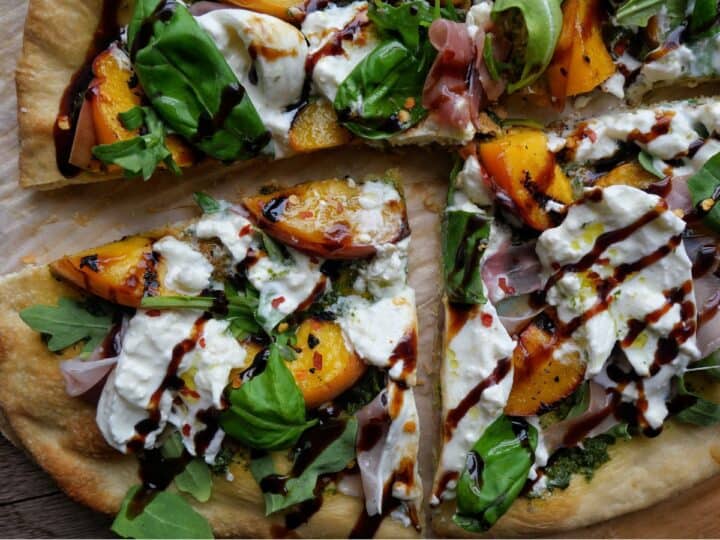 Summer Flatbread (Grilled Peaches, Prosciutto, and Burrata) - Dee's ...